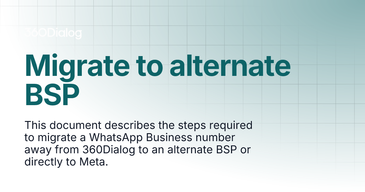Migrate to alternate BSP | Client Documentation