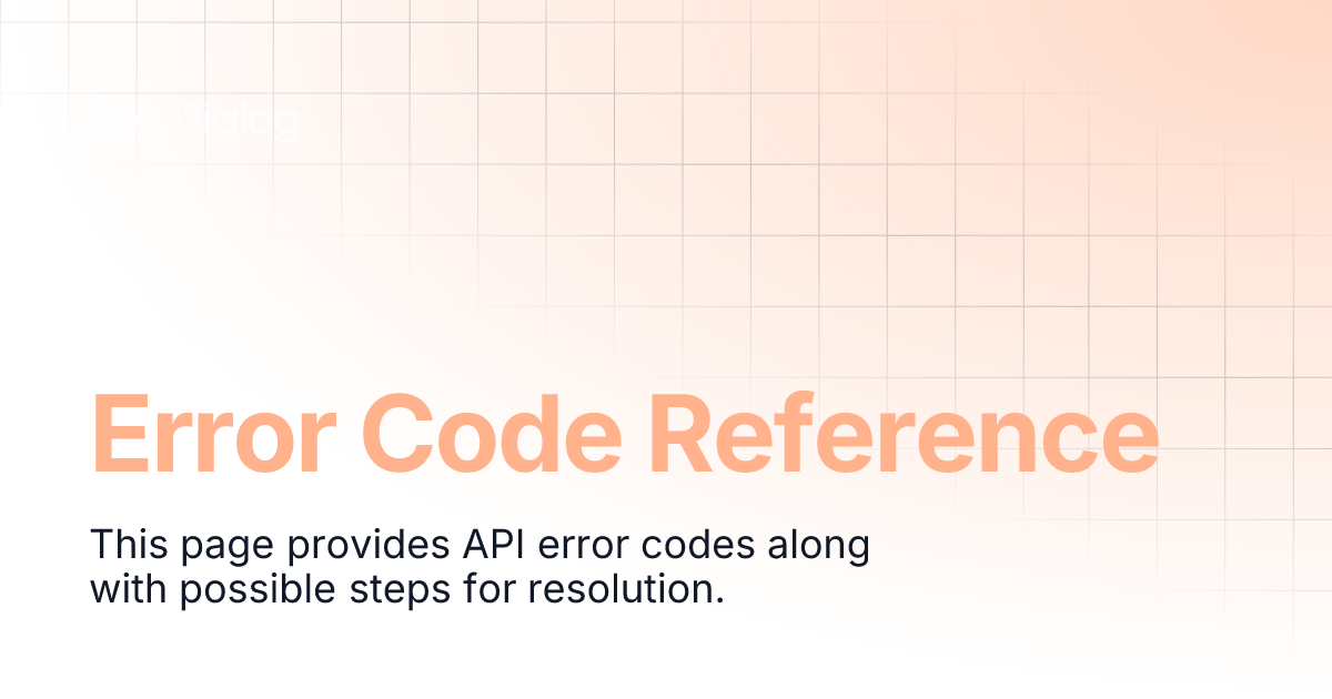 Error Code Reference | 360Dialog