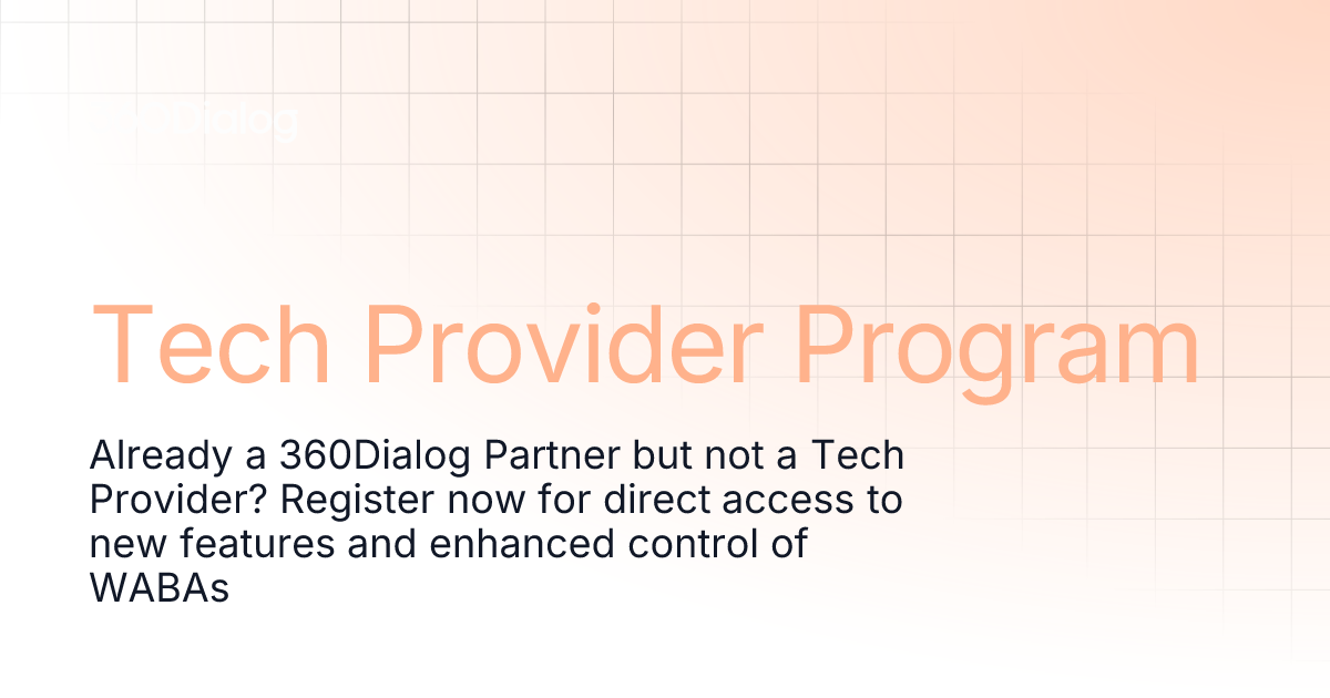 Tech Provider Program | 360Dialog